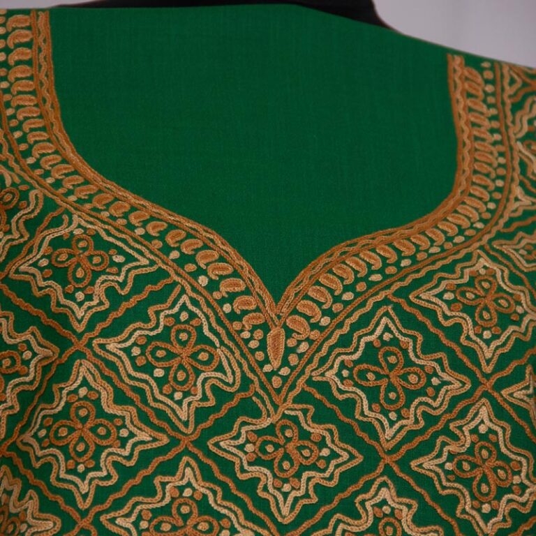 Green Ruby Cotton 2pc Suit with Kashmiri Jama Aari Handwork - Gyawun