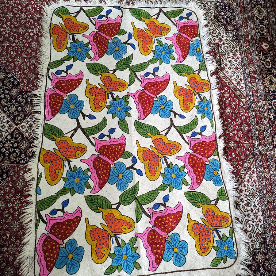 Unique Pure Wool Butterfly Namda Rug 6x4 - Gyawun