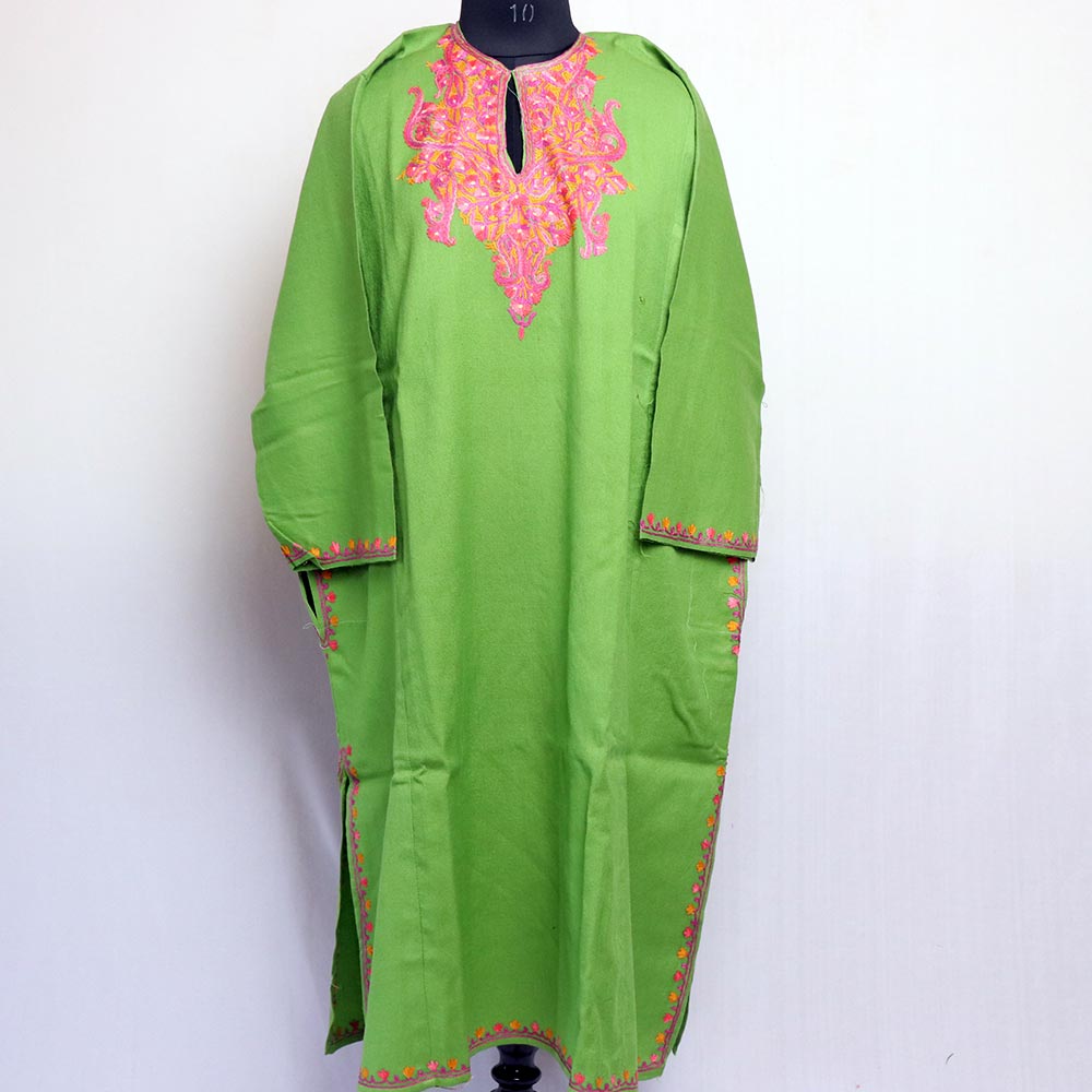 Green Aari Handwork Raffal Pheran - Gyawun