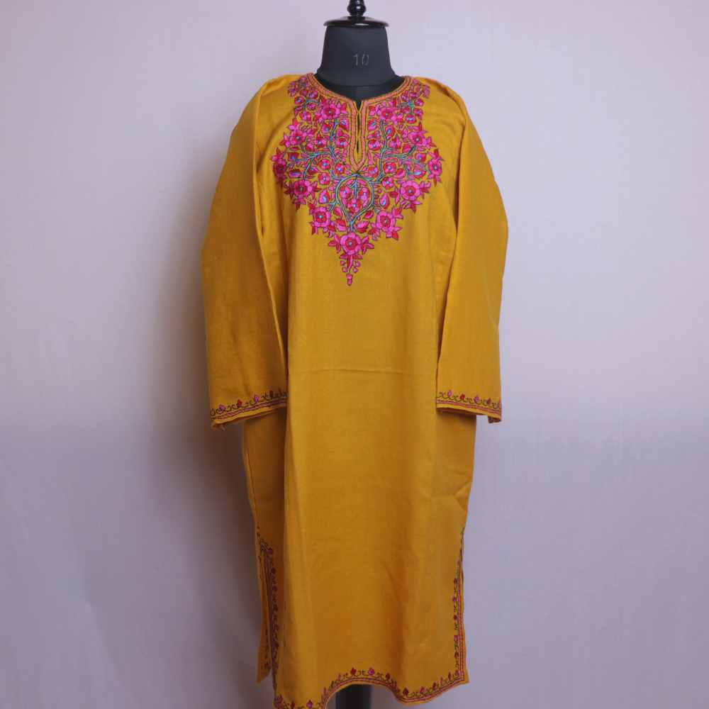 Neelam Mustard Gulabi Pure Wool Kashmiri Sozni Paper Mache Designer ...