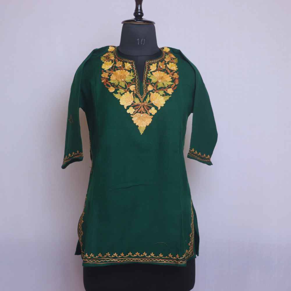 Sabz Beenish Kashmiri Girls Short Pheran With Aari Embroidery (L28 ...