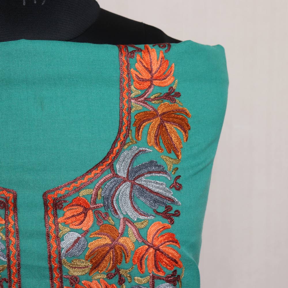 Pine Green Kashmiri Aari Handwork Cotton Suit - Gyawun