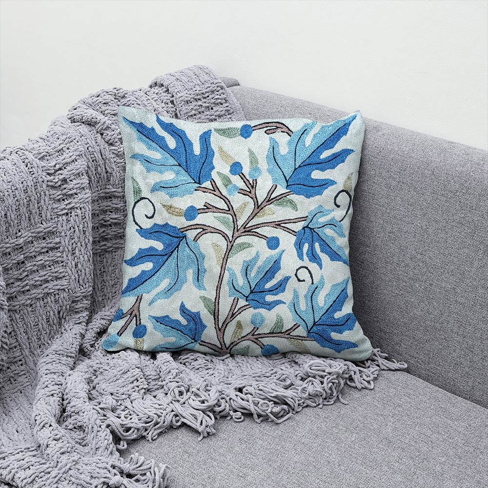 Kashmiri Chinar Design Chainstitch Cushion Cover 16×16 (Pair) - Gyawun
