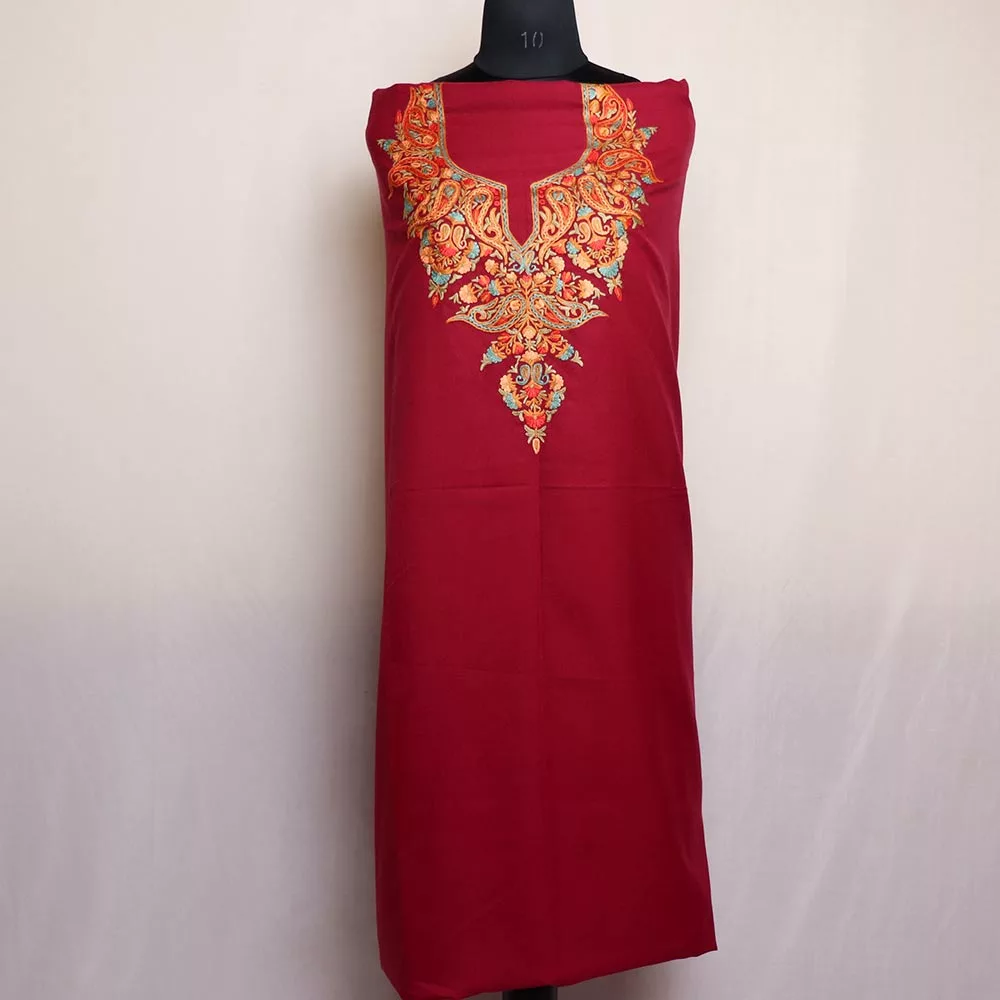 Maroon Elite Kashmiri Aari Handwork Cotton Suit - Gyawun