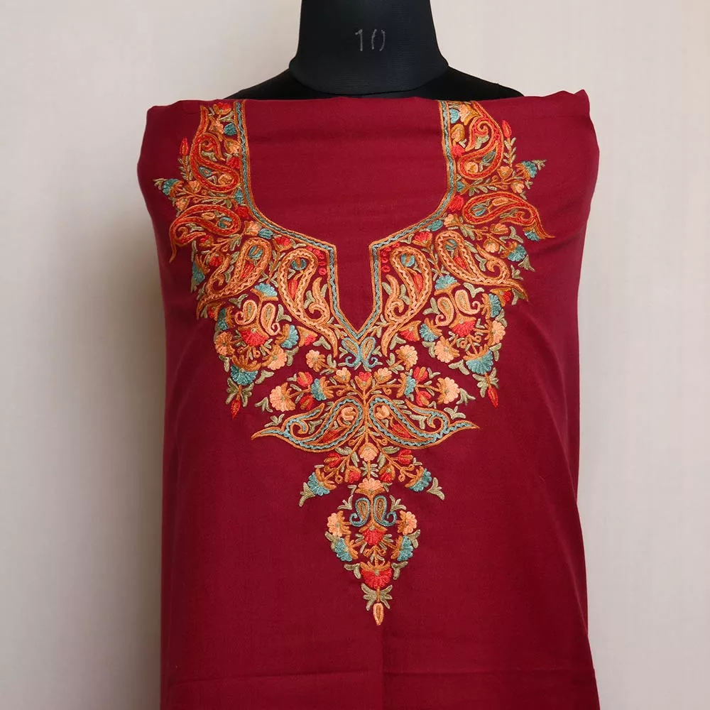 Maroon Elite Kashmiri Aari Handwork Cotton Suit - Gyawun