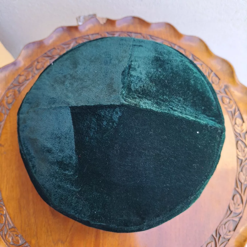 Dark Green Golden Badam Tilla Velvet Cap - Gyawun