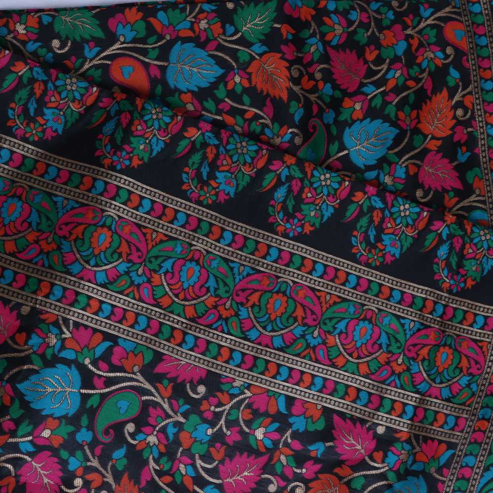 Salma Black Gulabi Kashmiri Kani with Zari Saree - Gyawun
