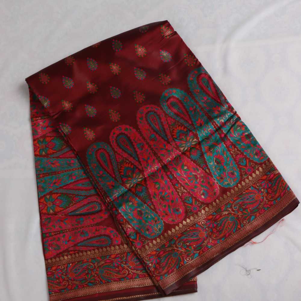 Maroon Badami Salma Kani with Zari Saree - Gyawun