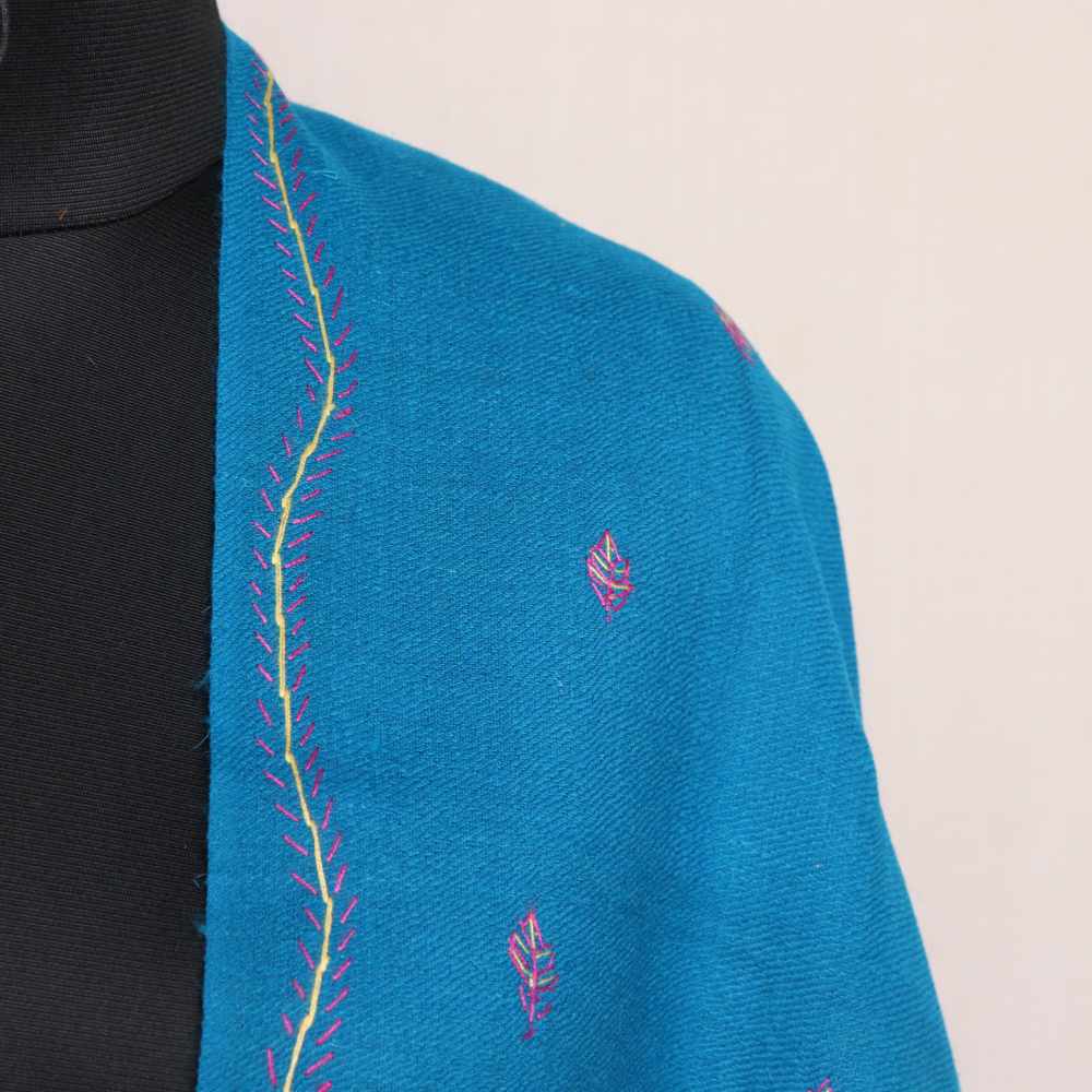 Blue Lokut Posh Amara Kashmiri Winter Shawl with Hand Embroidery - Gyawun