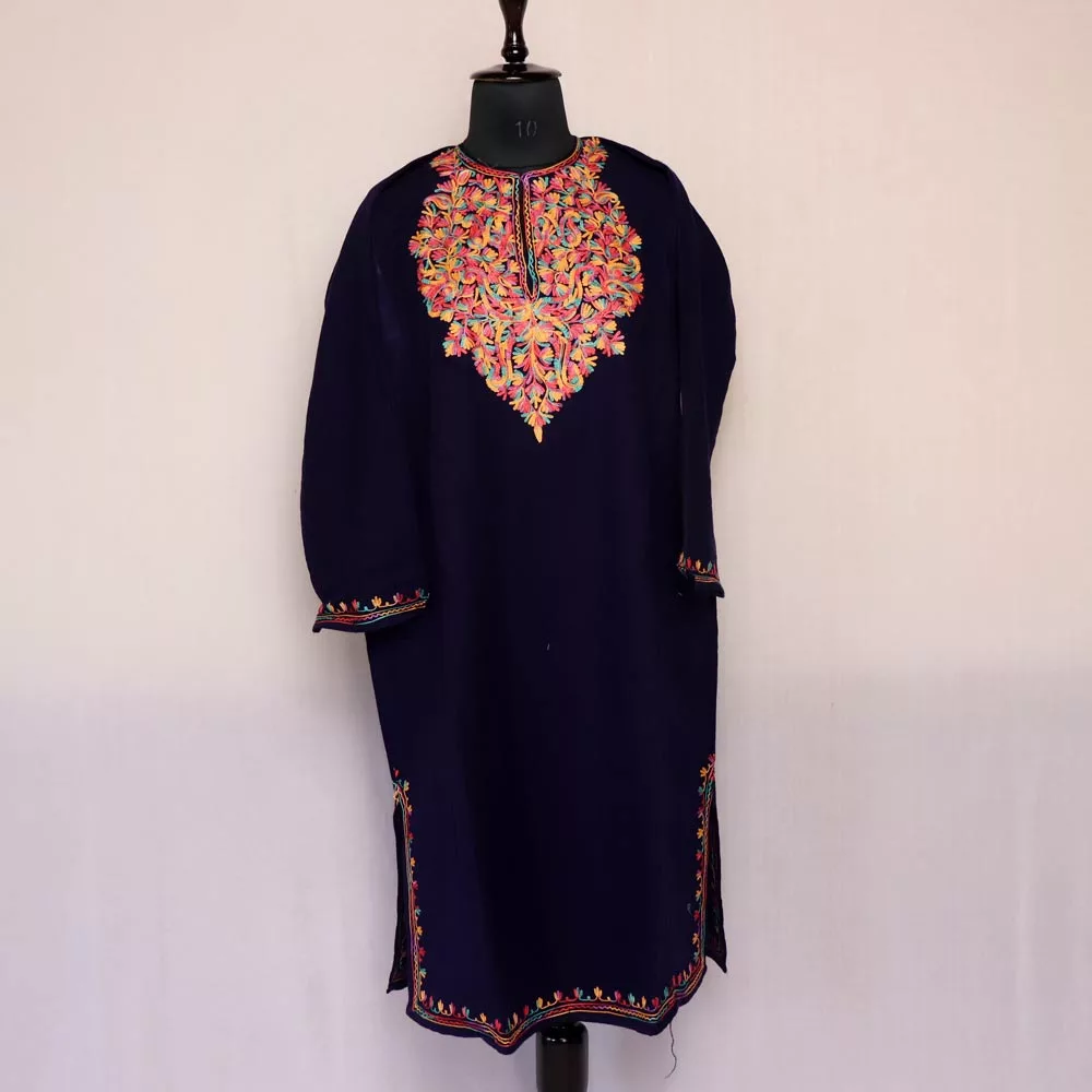 Dark Blue Phiran Kashmiri Women Dress | Haseen Collection - Gyawun