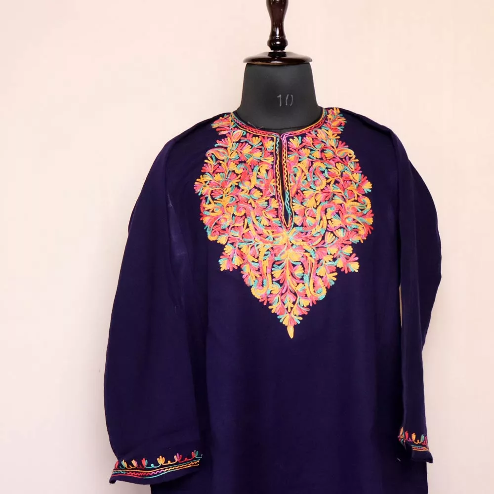 Dark Blue Phiran Kashmiri Women Dress | Haseen Collection - Gyawun