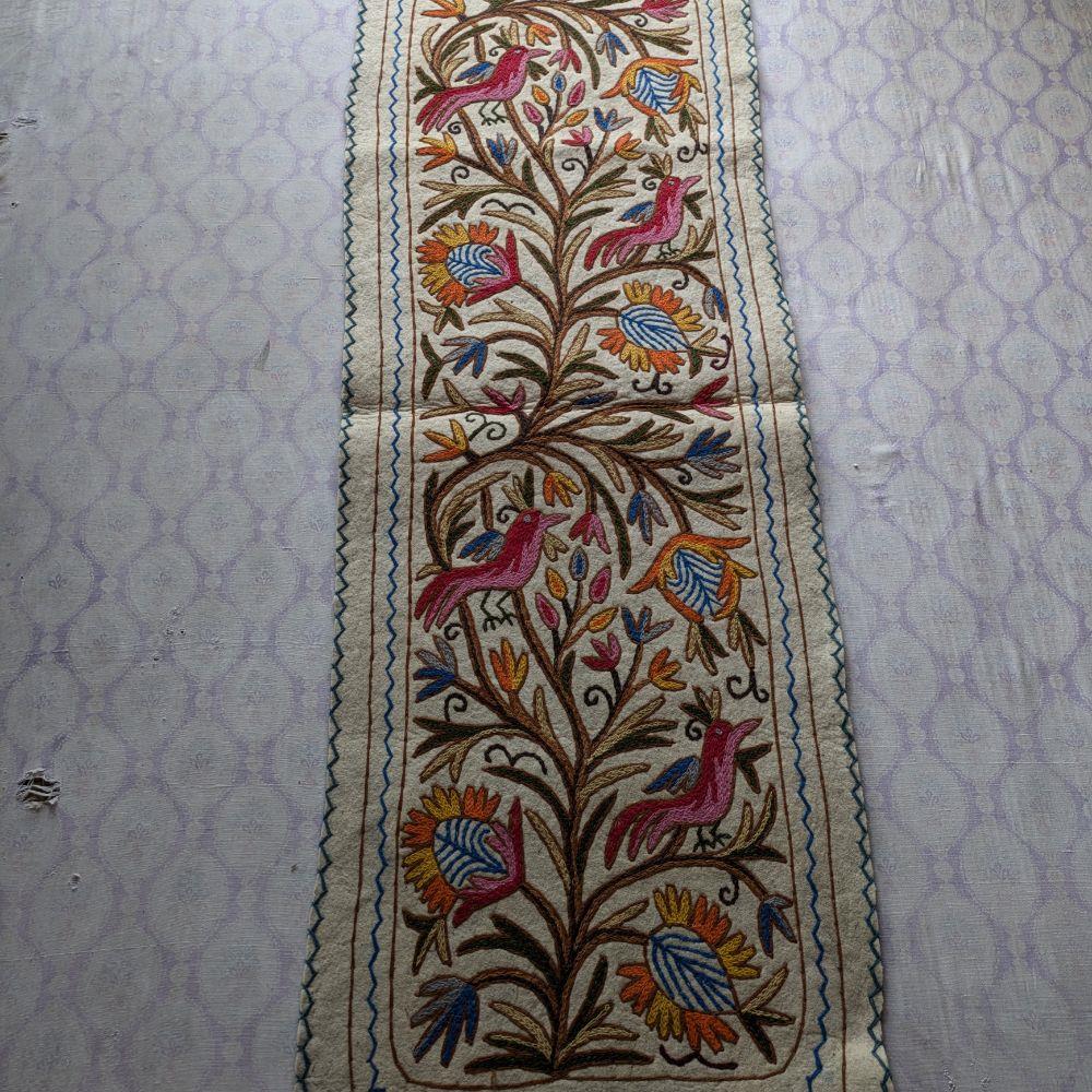 Kashmiri Birdy Embroidered Handmade Namda Runner Rug 6×2ft - Gyawun