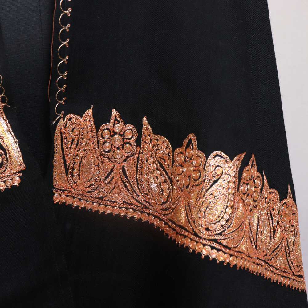 Black Stole With Tilla Embroidery | Naaz Collection - Gyawun