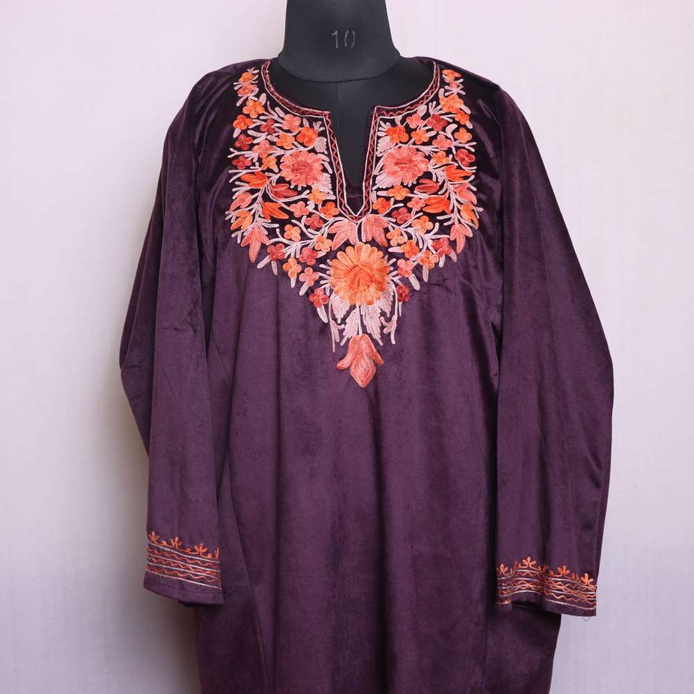 Nazneen Indigo Velvet Winter Coord Set 3pc with Rich Aari Embroidery ...