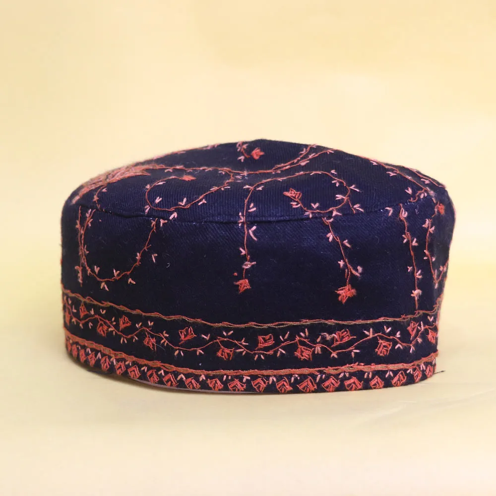 Jamaluddin Toosha Black Cap with Double Border Sozni Patterns - Gyawun