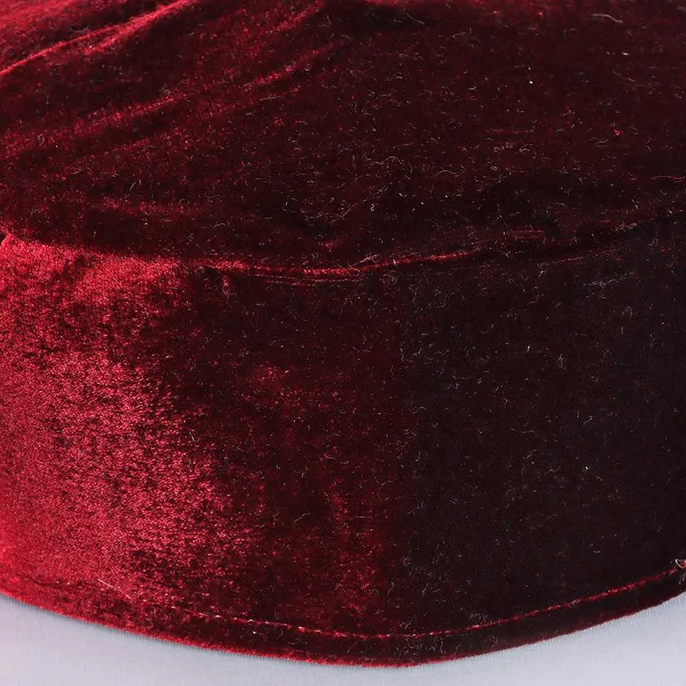 Kashmiri Plain Maroon Makhmal | Velvet Cap - Gyawun