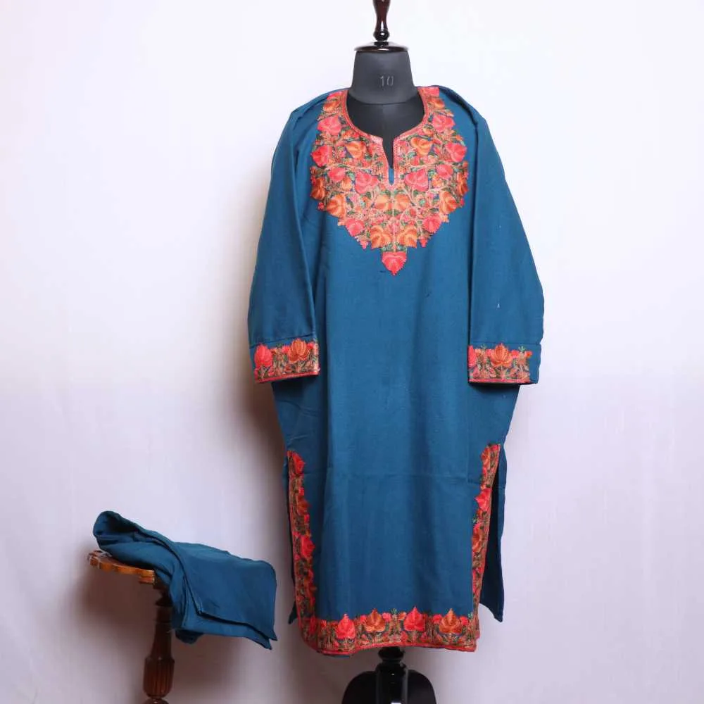 Green Cashmilon Aari 2PC Set - Nowsher collection - Gyawun