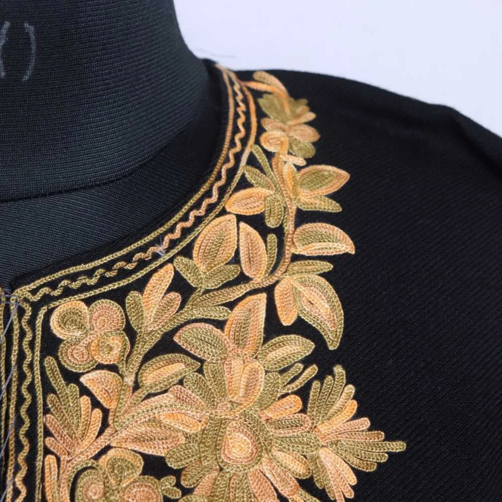 Black Aari Embroidered Pheran | Pheran with Detailed Sleeve Work ...