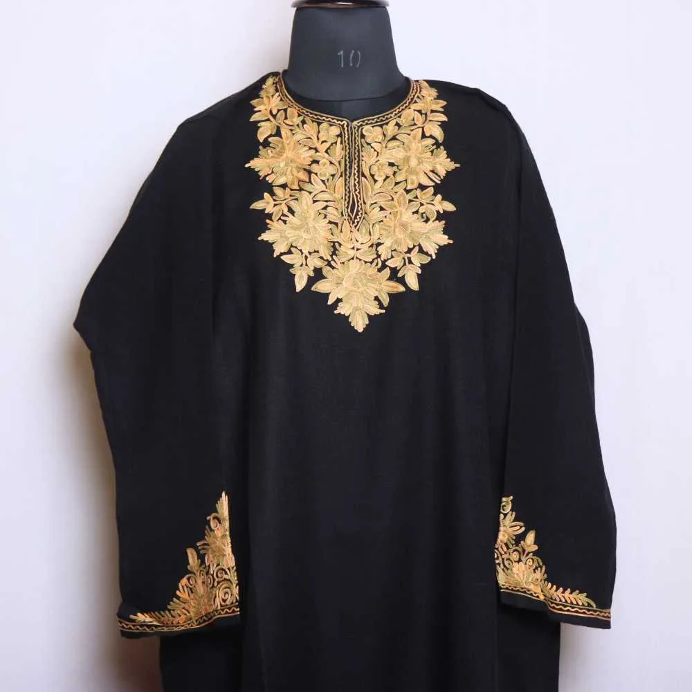 Black Aari Embroidered Pheran | Pheran with Detailed Sleeve Work ...