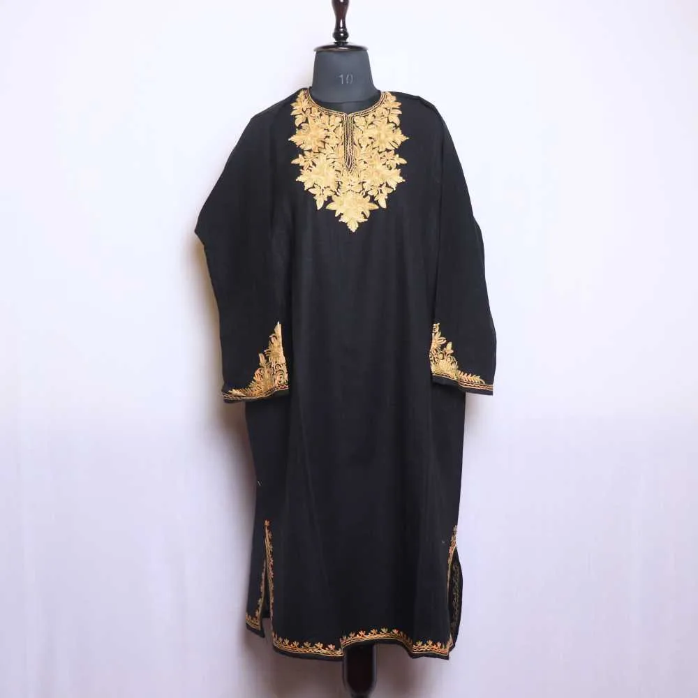 Black Aari Embroidered Pheran | Pheran with Detailed Sleeve Work ...