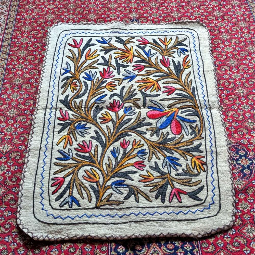Exquisite Hand Embroidered Namda with Floral and Artistic Designs (4 x ...