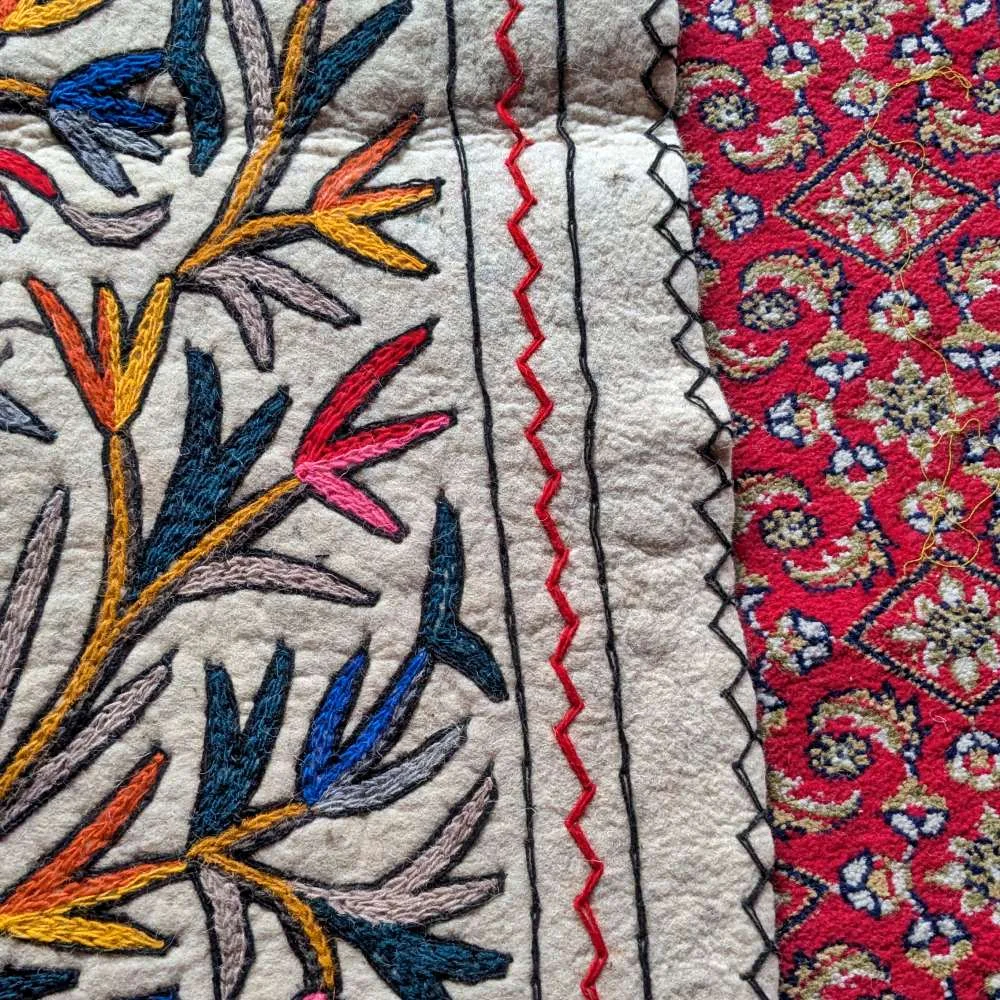Artistic Kashmiri Namda with Floral and Creative Embroidery ( 4x 3 ft ...