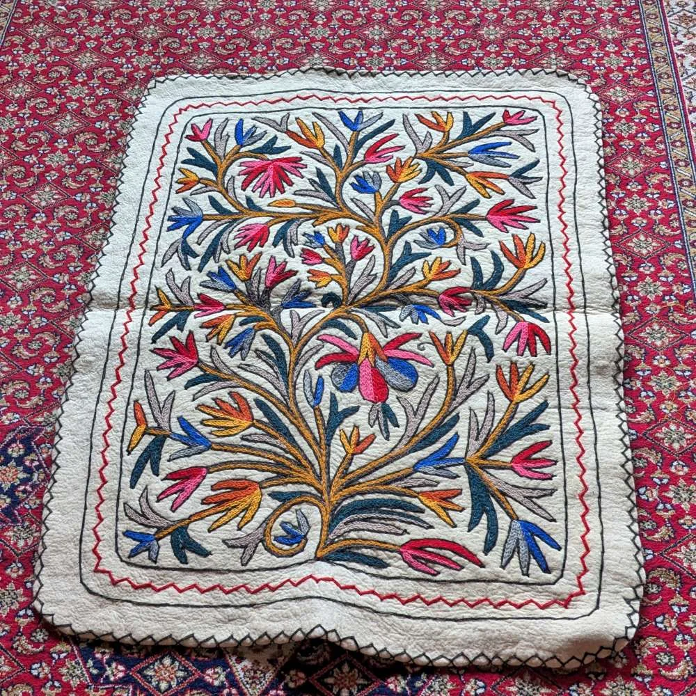 Artistic Kashmiri Namda with Floral and Creative Embroidery ( 4x 3 ft ...