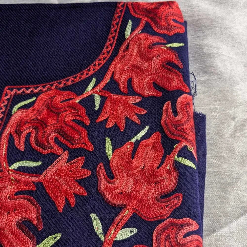 Navy Blue Cashmilon Chinari Suit with Detailed Aari Embroidery - Libaas ...
