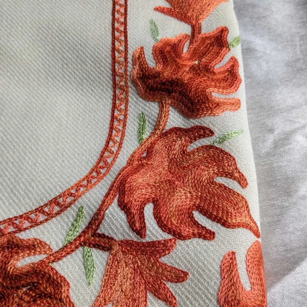 White Cream Chinari Suit with Artistic Aari Embroidery - Libaas ...