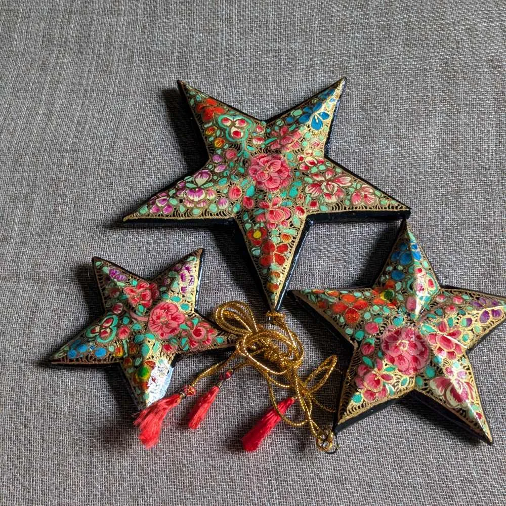 Multi Colored Paper Mache Handmade Star Set | Decoration Set ...