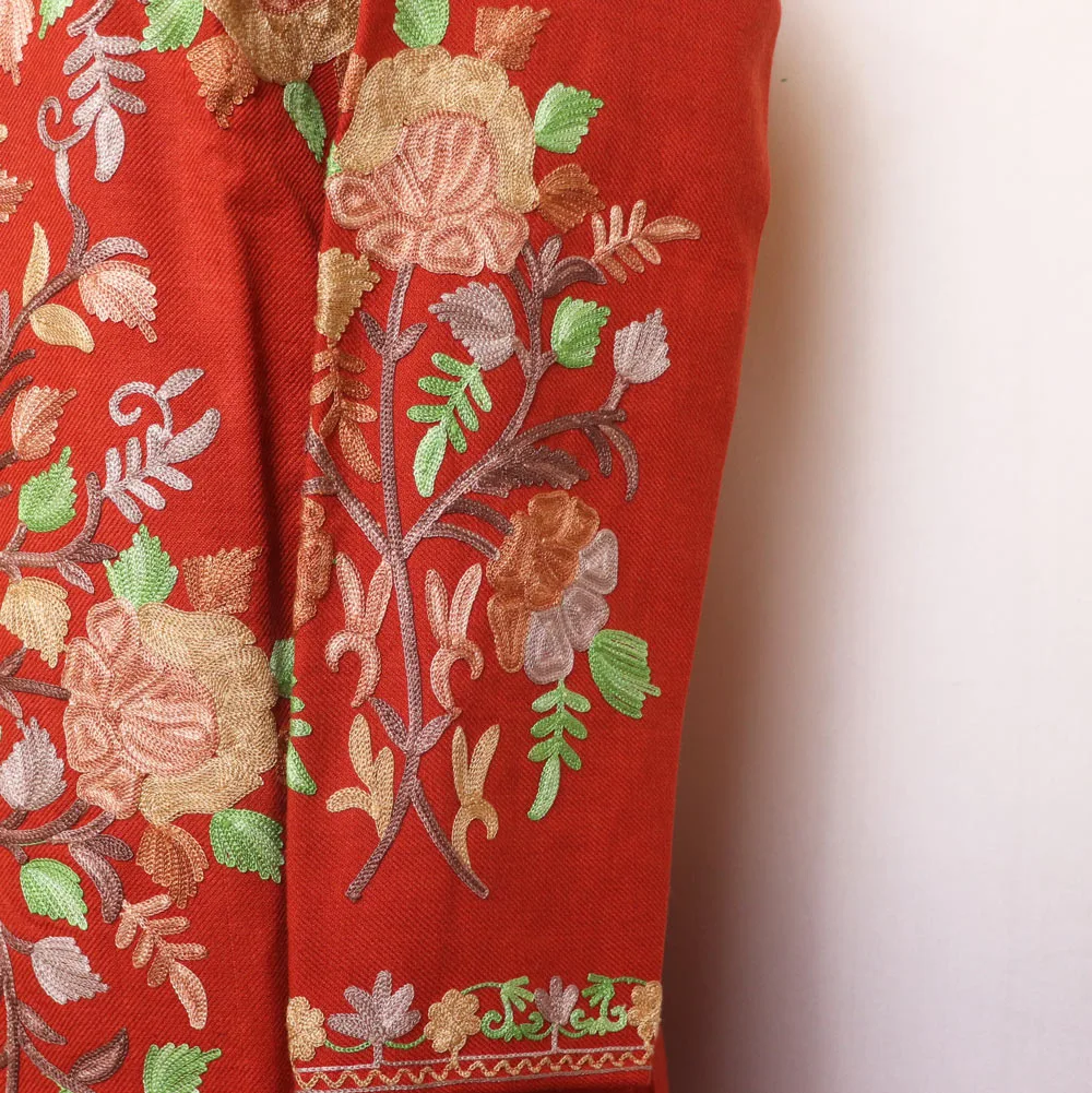Rust Brick Tulip Coat with Elegent Aari Embroidery - Kashaf Collection ...