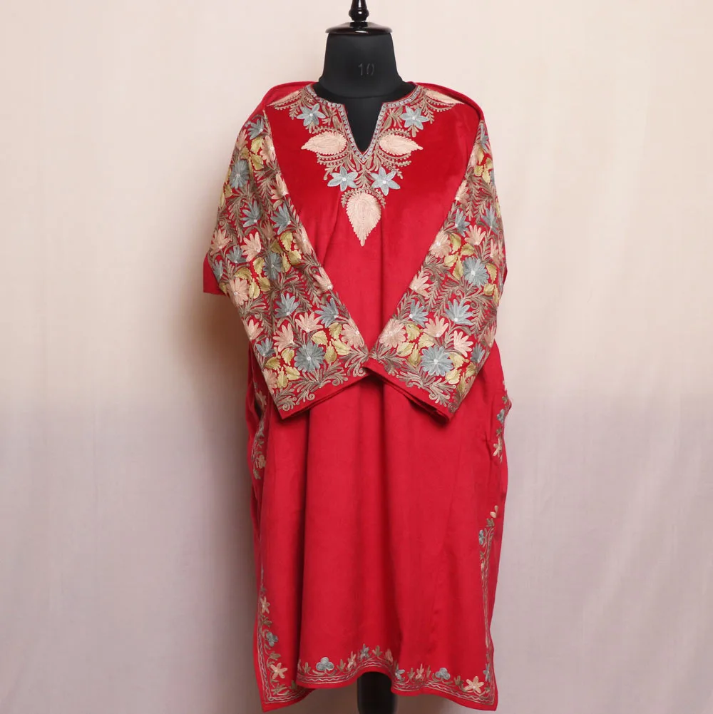 Red Velvet | Makhmal Pheran with Sleeve Detailing - Khanqah Collection ...