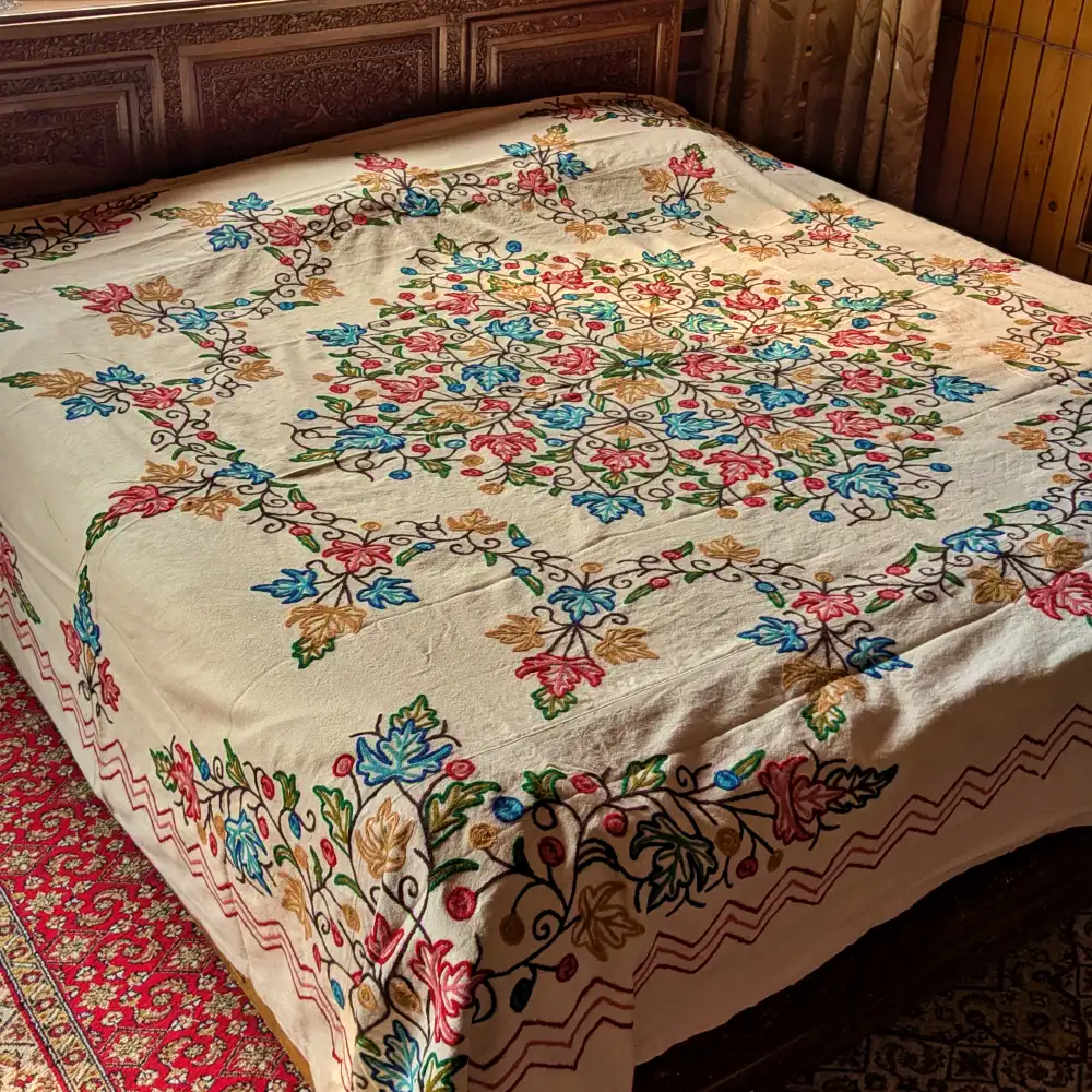 Chinarbaagh Mandala Kashmiri Double Bed Cover | Bed Spread with Hand ...