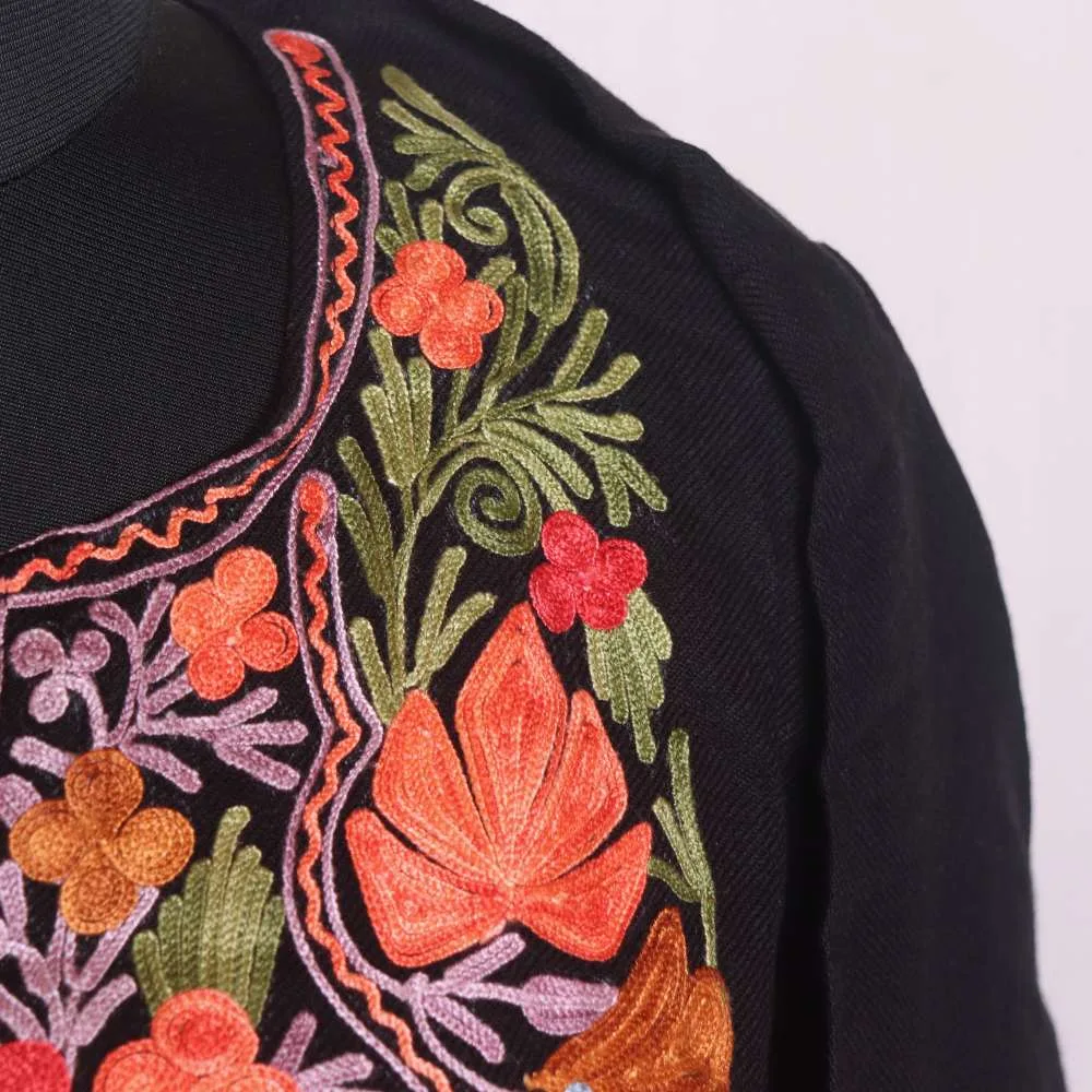 Classic Black Cashmilon Pheran | Feran with Aari Embroidery - Sonwari ...