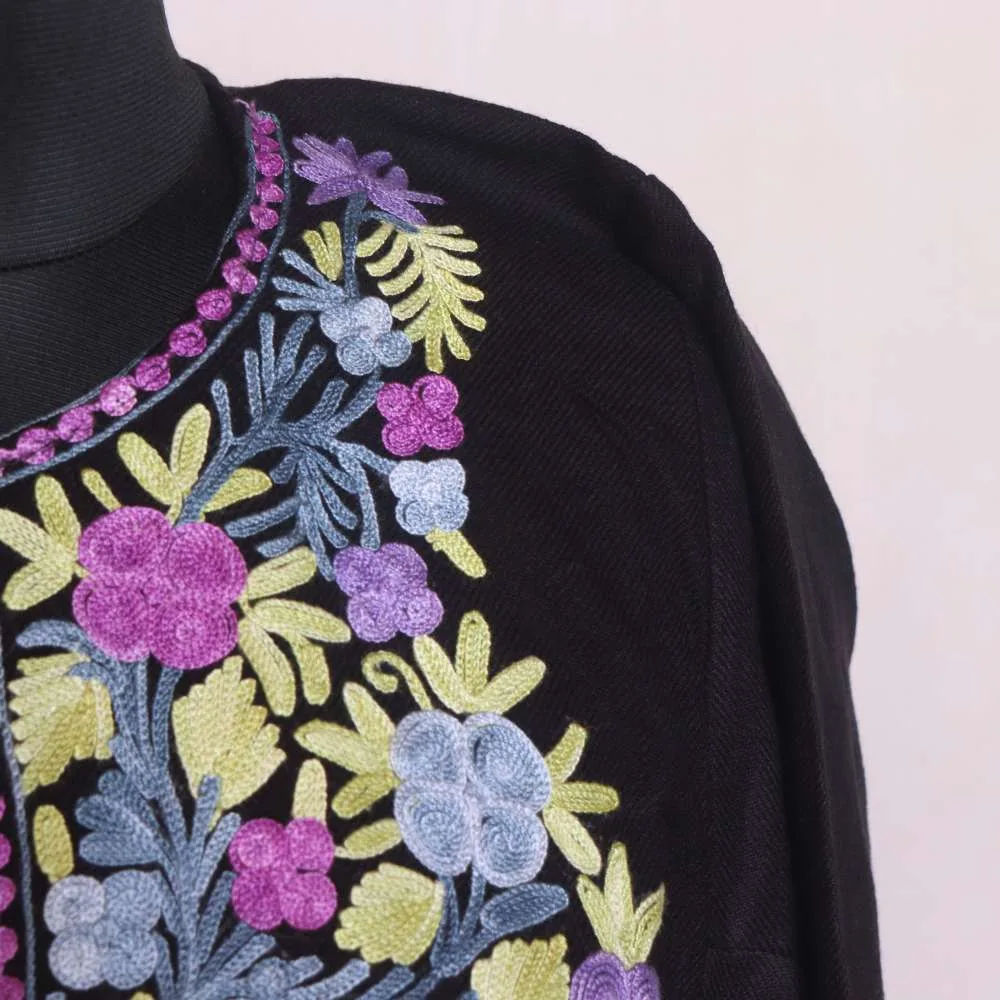 Black Cashmilon Pheran | Feran with Adorable Aari Embroidery - Sonwari ...