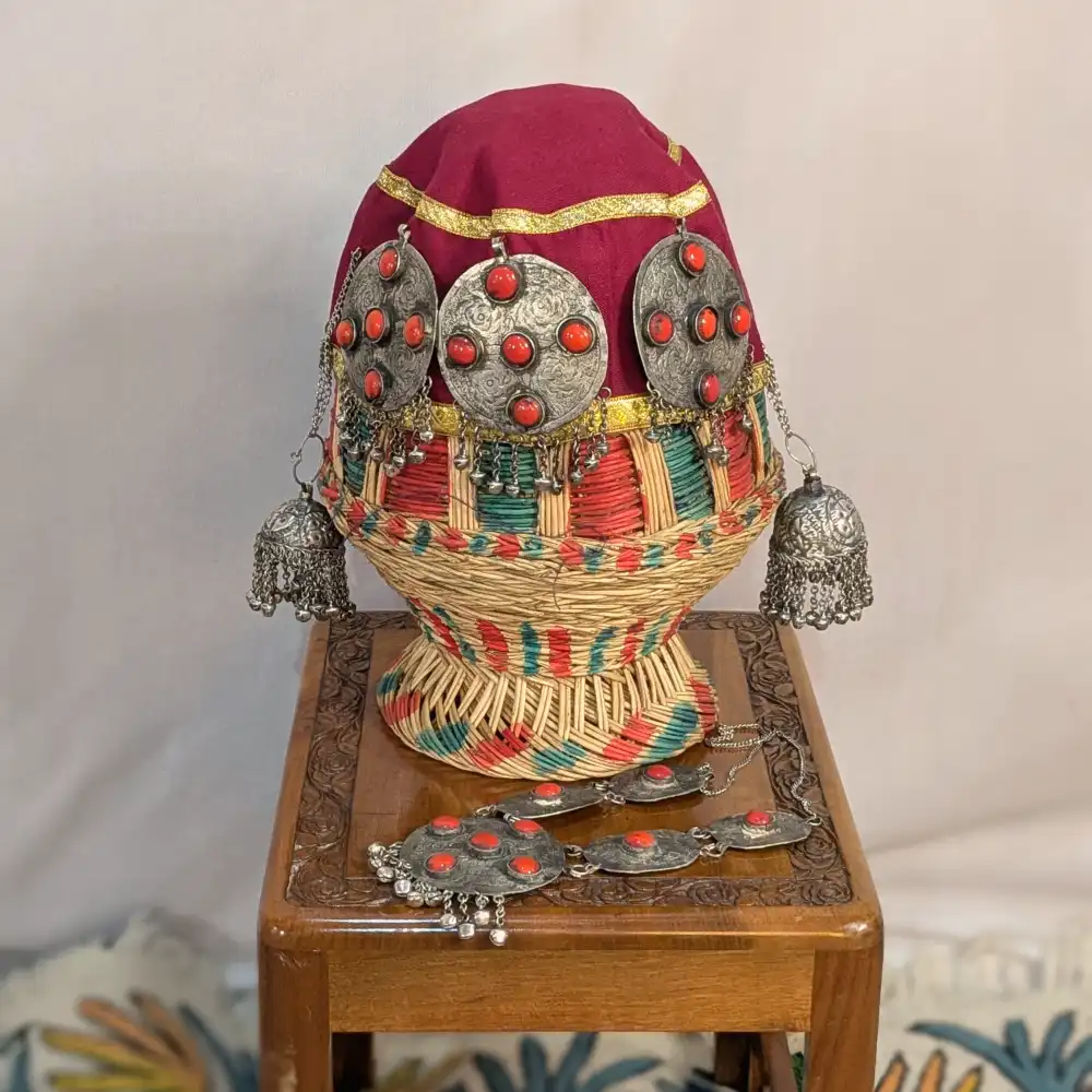 Traditional Kasaba | Kashmiri Headwear Cap with Jewelry - Gyawun