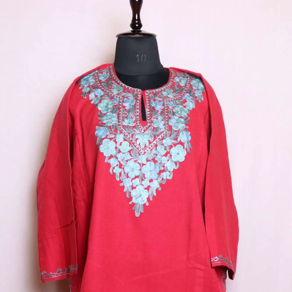 Pinkish Cashmilon Pheran | Feran with Aari Embroidery - Nowhatta ...