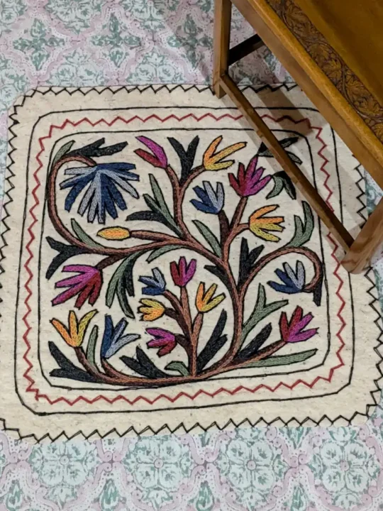 2x2 Feet Square Cotton Wool Namda with Traditional Hand Aari Embroidery ...