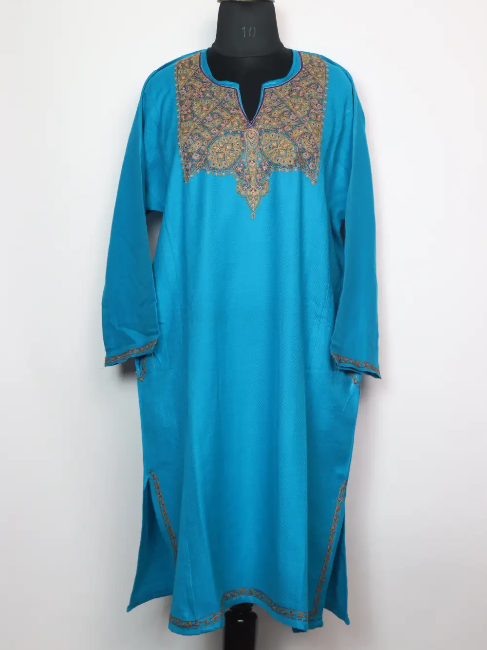 Firoze Green Cashmilon Wool Pheran with Sozni Embroidery Dachigam - Gyawun