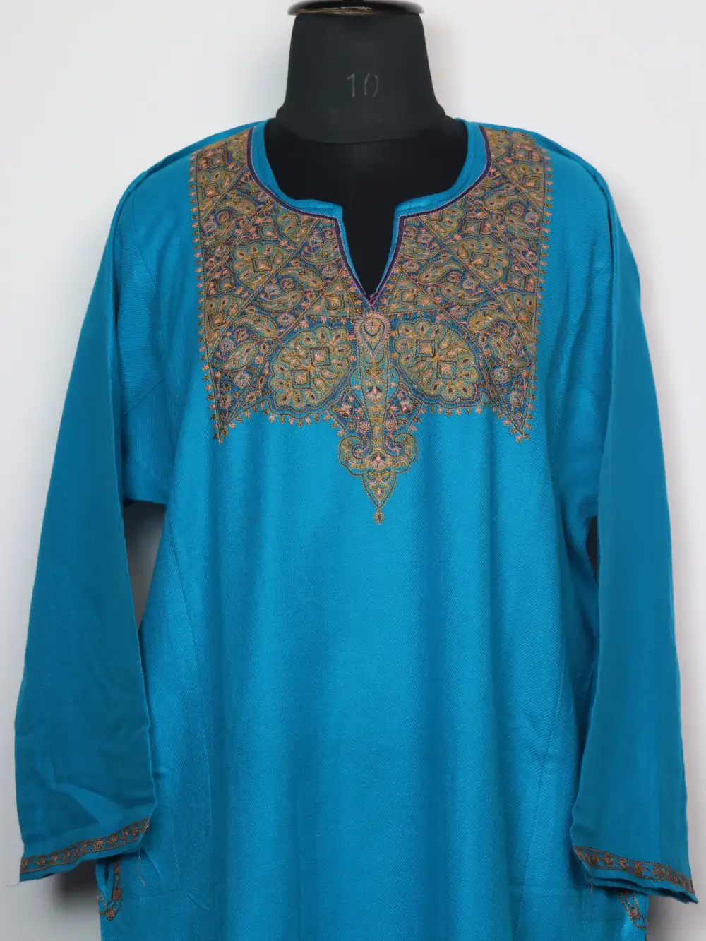 Firoze Green Cashmilon Wool Pheran with Sozni Embroidery Dachigam - Gyawun
