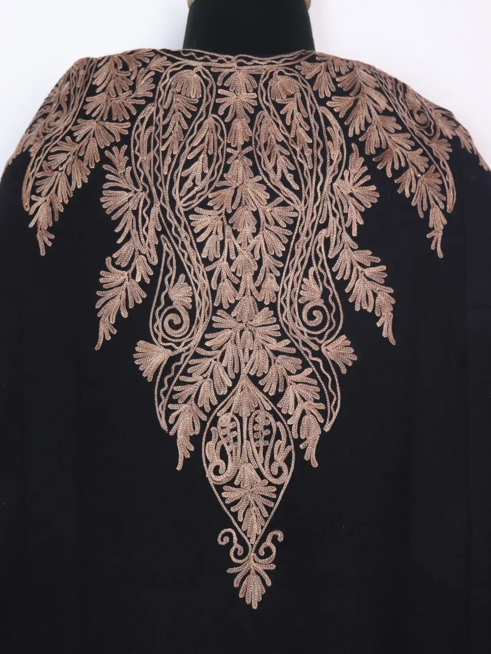 Black Cashmilon Wool Pheran with Front Back Aari Embroidery Awantipora ...