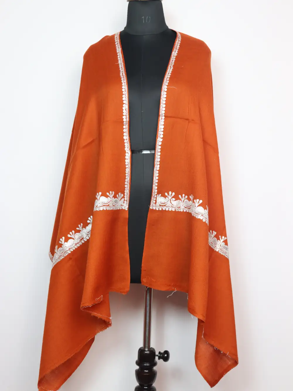 Nazakat Kashmiri Bottle Tillawork Rustic Orange Stole in Pure Wool for ...