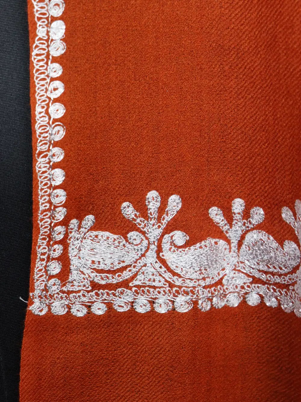 Nazakat Kashmiri Bottle Tillawork Rustic Orange Stole in Pure Wool for ...