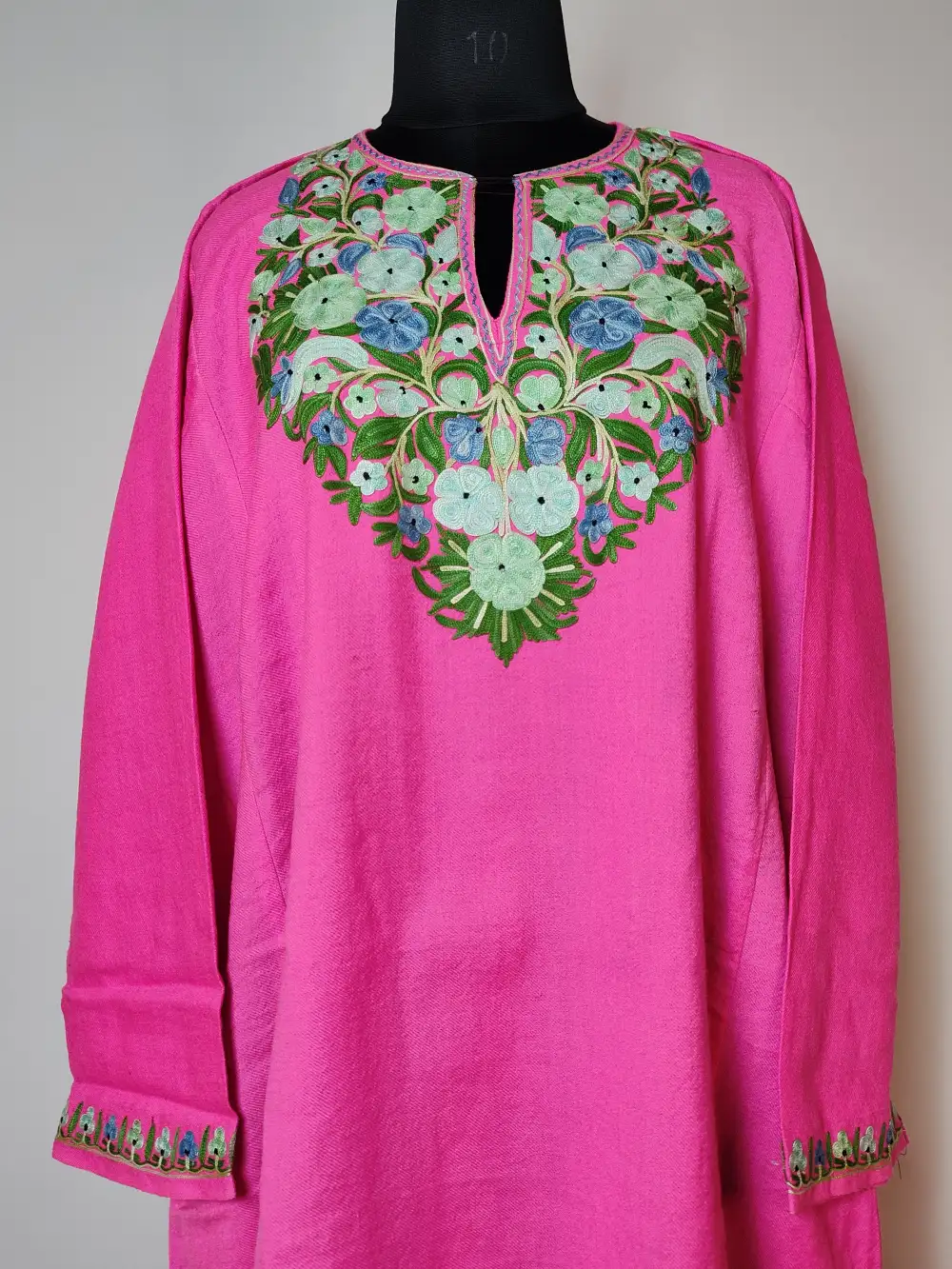 Pink Loose Raffal Wool Pheran with Aari Work Arzoo - Gyawun