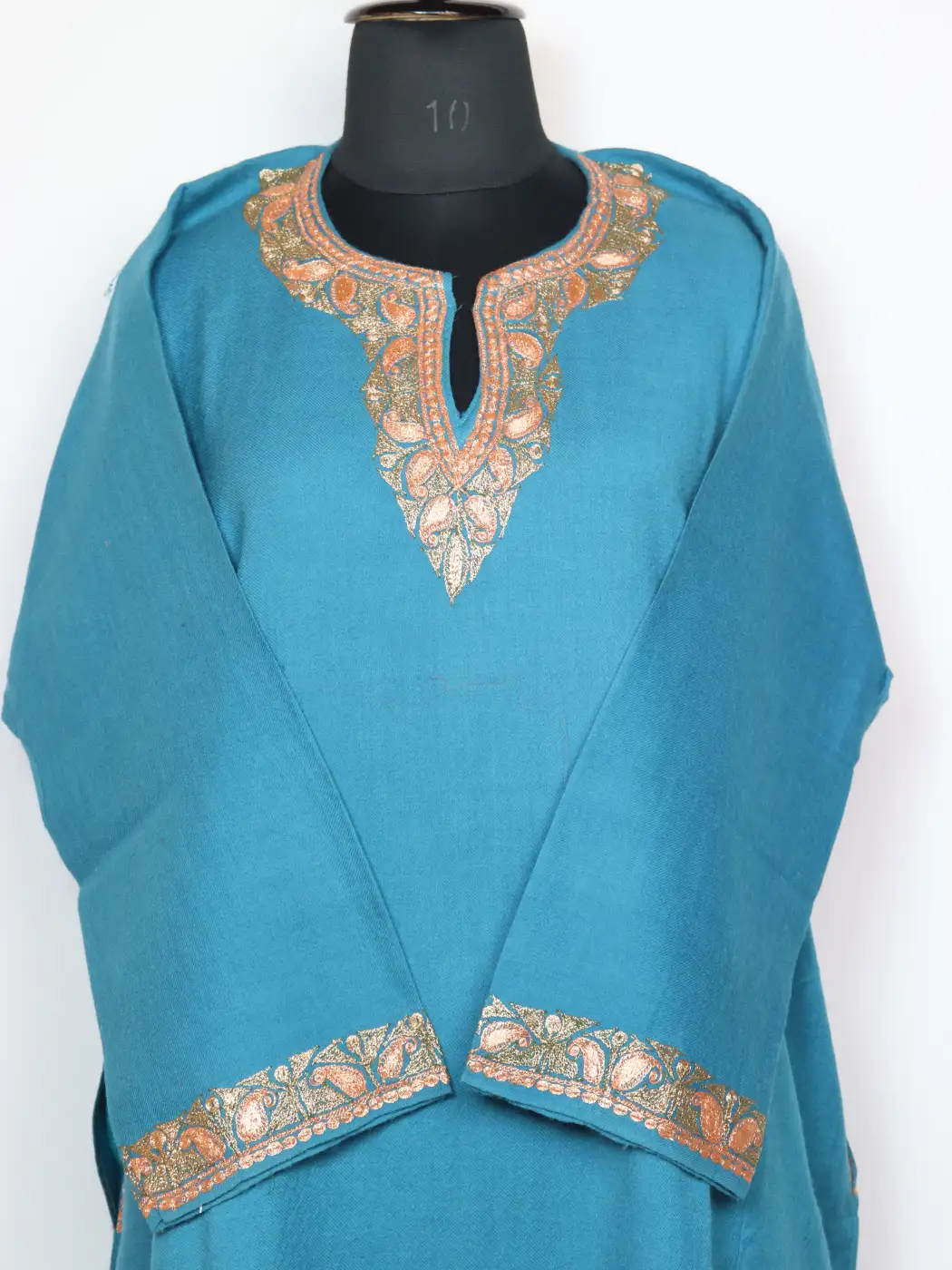 Loose Sky Blue Nafees Raffal Wool Pheran With Botte Tilla Embroidery ...