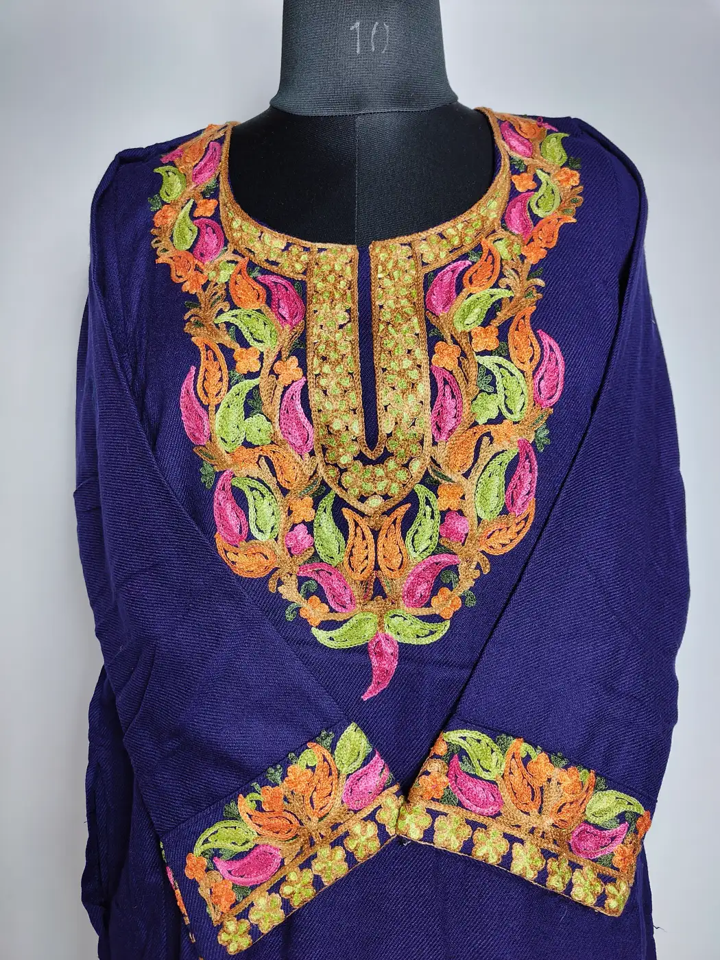 Eeman Blue Cashmilon Wool Pheran With Aari Embroidery - Gyawun